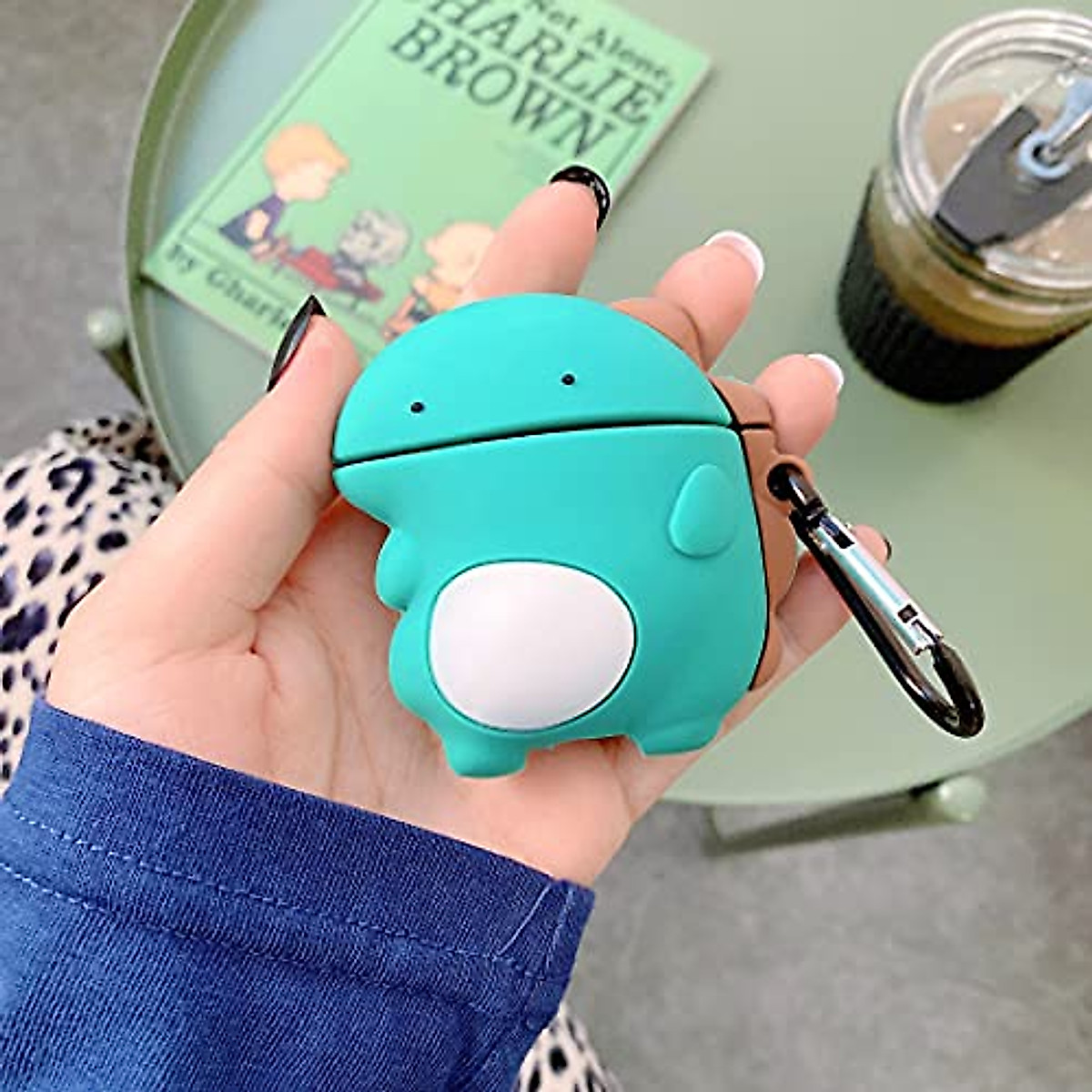 TYOROY Cute Dinosaur Case for Airpod Case/Airpod 2 Case,3D Cute Cartoon Soft Case,Kids Teens Boys Girls Women Lovely Dinosaur with Keychain for Airpod 1&2 Case (Dinosaur)