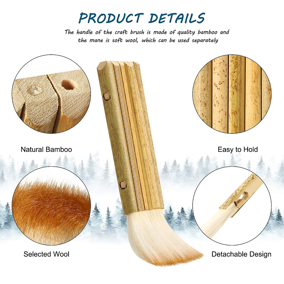 2 Pieces Hake Blender Brush Bamboo Brush for Ceramics Paint Brush Applicator Artist Drawing Brush Craft Painting Brushes for Watercolor, Wash, Ceramic and Pottery Painting (Classic Style)