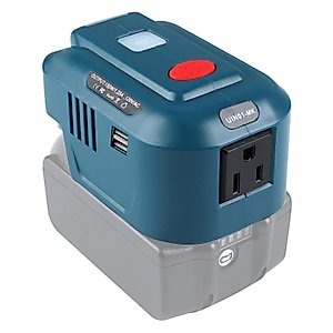 BTRUI for Makita Powered Inverter Generator 150W for Makita Battery DC 18v to 110v AC Output, Portable Power Source USB Charger Adapter, for Makita Power Station with LED Light