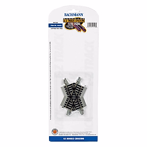 Bachmann Trains - Snap-Fit E-Z TRACK 45 DEGREE CROSSING (1/card) - NICKEL SILVER Rail With Gray Roadbed - HO Scale