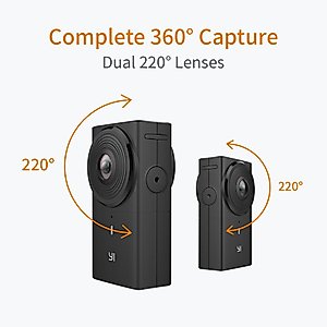 YI 360 VR Camera Dual-Lens 5.7K HI Resolution Panoramic Camera with Electronic Image Stabilization, 4K in-Camera Stitching