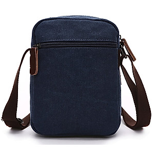 Collsants Mini Crossbody Handbag, Dark Blue, for Women and Men, Small Canvas Shoulder Purse, Travel Purse