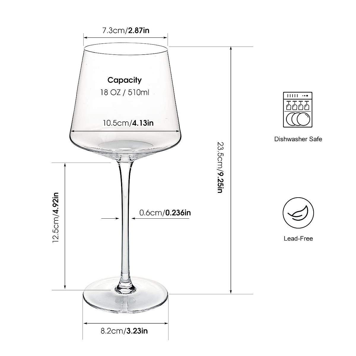 Stiatu Wine Glasses,Bordeaux Crystal Glass,Hand Blown, Premium Clear Lead-Free Glass,Suitable for White and Red Wine,Great Gift for Mother's/ Father's Day,18Ounces,Monogramed Box (Pack of 4)