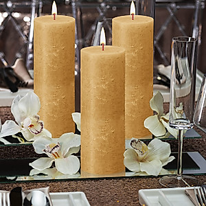 BOLSIUS 4 Pack Yellow Rustic Pillar Candles - 2.75 X 7.5 Inches - Premium European Quality - Includes Natural Plant-Based Wax - Unscented Dripless Smokeless 85 Hour Party Décor and Wedding Candles