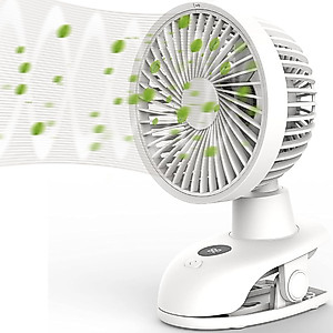 FIELDSKY Small Oscillating Desk & Clip Fan Portable Table Fan USB Rechargeable Battery Powered Quiet Personal Fan Dual Adjustable Angle Desktop Air Circulate Fan with 4 Speed