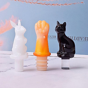 Bottle Stopper Silicone Mold,Crystal Epoxy Wine Bottle Stopper Mold,Reusable Beverage Bottle Stoppers Silicone Molds(5 pcs Cork Cover)