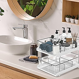 MHAaTiad Pantry Organizer, Slide-Out Storage Container with Large Storage Space for Beauty Supplies on a Vanity, Under Sink Closet Organization, Kitchen Countertop Pantry Bathroom Office Desktop