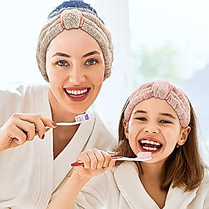 WILLBOND 4 Pack Microfiber Spa Facial Makeup Headbands Elastic Terry Cloth Head Wrap for Women Girls Washing Face Shower Yoga Sports (Coffee, Khaki, Pink and White)