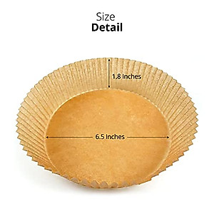 TEMOLA 50PCS Air Fryer Disposable Paper Liner, Non-Stick Air Fryer Paper Liners Round Food Grade Baking Paper, Grease Water Proof Parchment Paper for Air Fryer Cooking Roasting Microwave Frying Pan