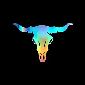 Cow Horns Skull Decal Vinyl Sticker Auto Car Truck Wall Laptop | Holographic | 5.5" x 3.5"