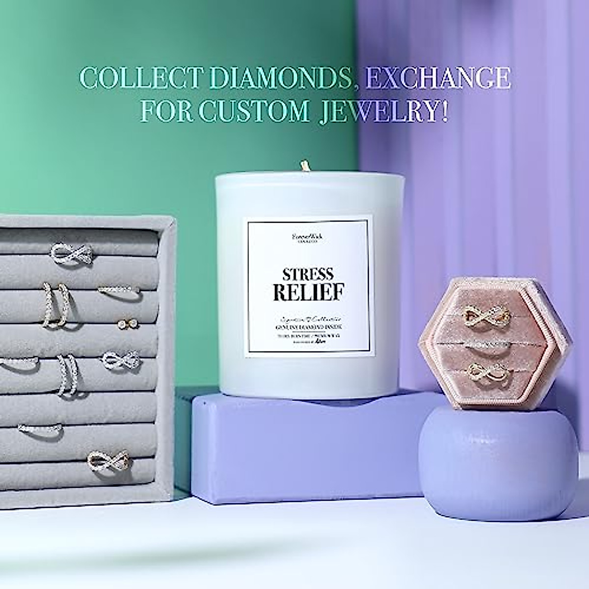 Foreverwick Stress Relief Candle | Diamond Candle Gift | Relaxing Candle Scent | Aromatherapy Candle for Bath, Destress & Clearance | Strong Scented Candles for Decor | 14 oz & 70 Hours Burning Time