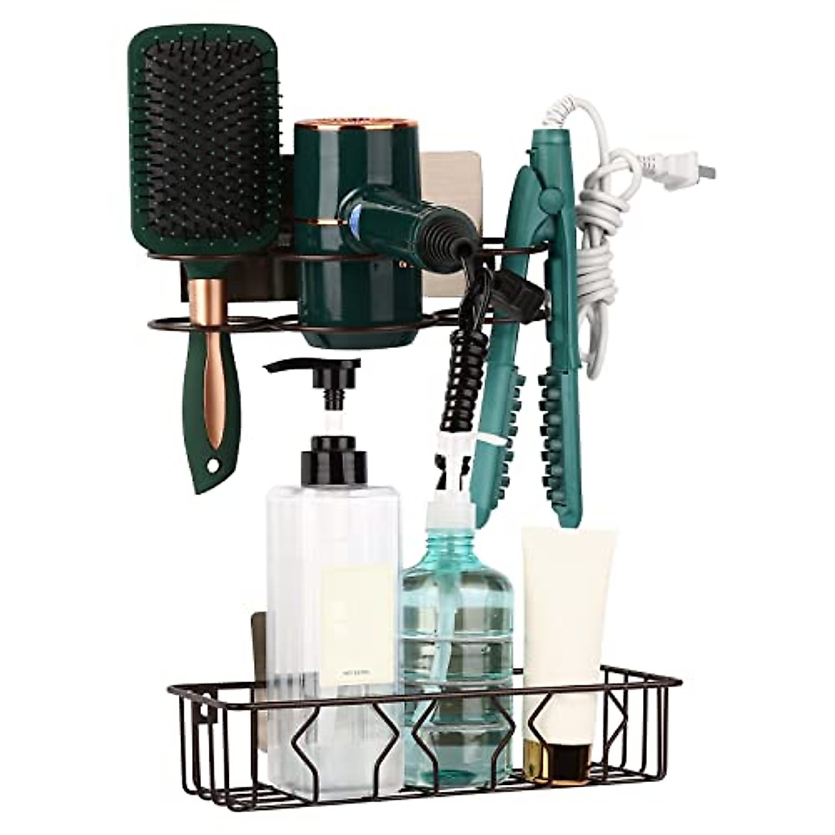 Jashlife Hair Dryer Holder Wall Mounted, Pasteable Installation, Blow Dryer Holder Wall Mount, Be Used Separately, Hair Tool Organizer Wall Mount, Hot Styling Bathroom Storage Basket for Curling Wand