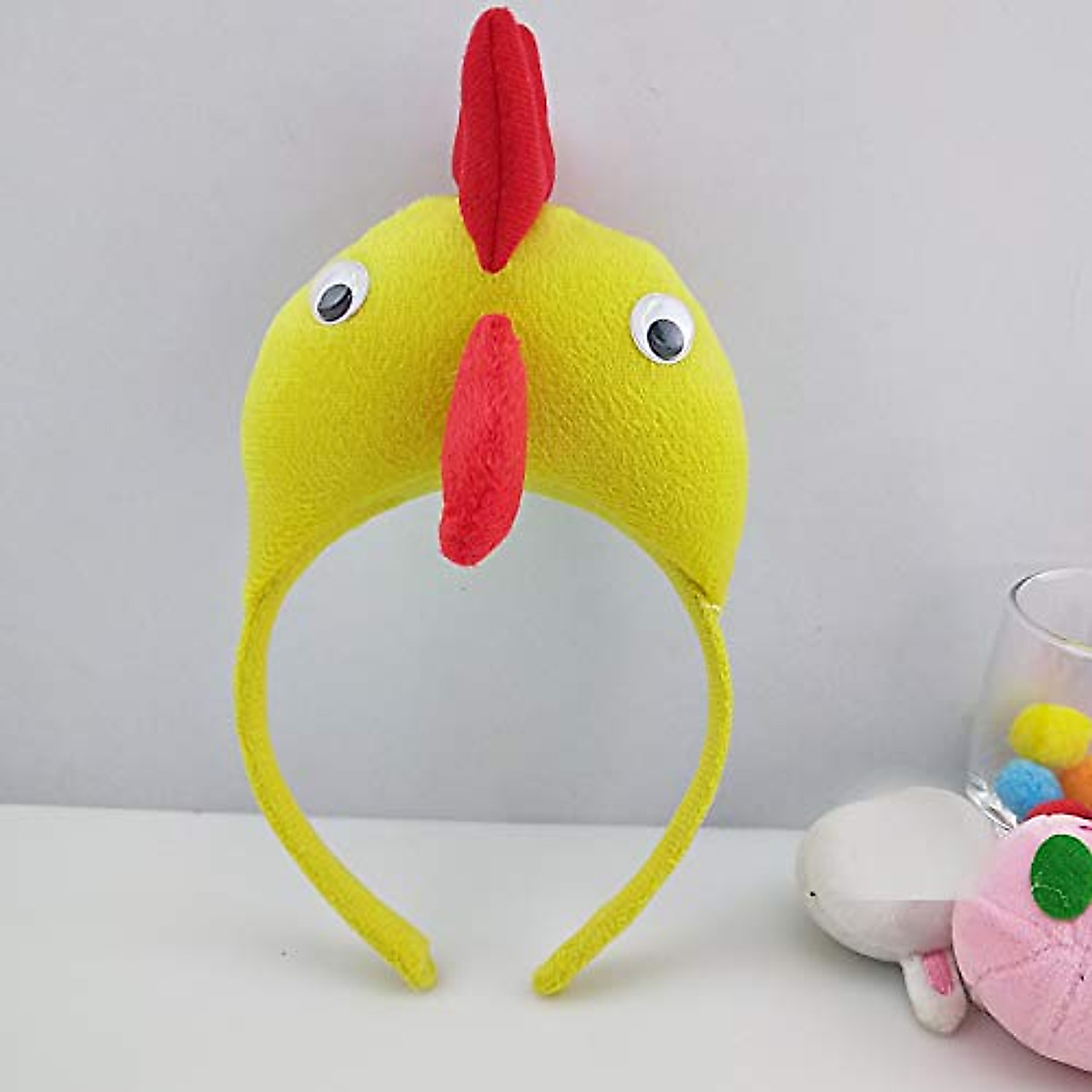 Laughter to Sky Women Boy Girl Animal Cock Chicken Duck Ear Headbands Cosplay Birthday Party Costume Ears Tail Tie Bow Gift Halloween Fancy Dress (yellow chicken 3pcs set)
