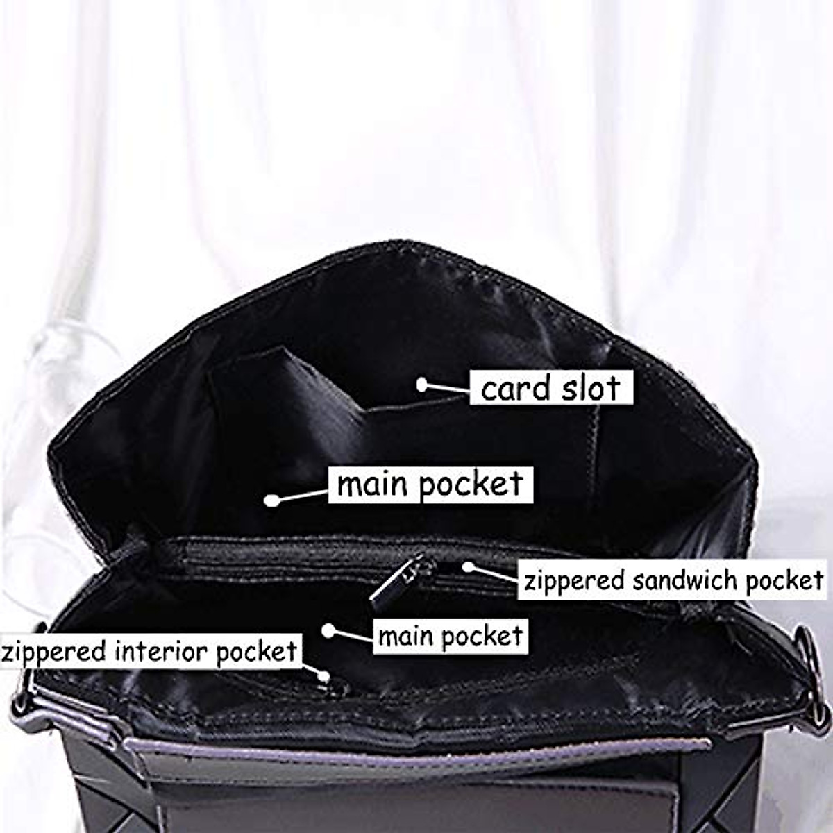 Van Varo Geometric Hard Lattice Crossbody Shoulder Bag Luminous Envelope Handbag Black One Size