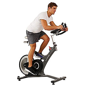 Sunny Health & Fitness Asuna 7130 Lancer Cycle Exercise Bike - Magnetic Belt Drive Commercial Indoor Cycling Bike with SPD Style/Cage Pedals, 285 LB Max Weight and Low Q-Factor