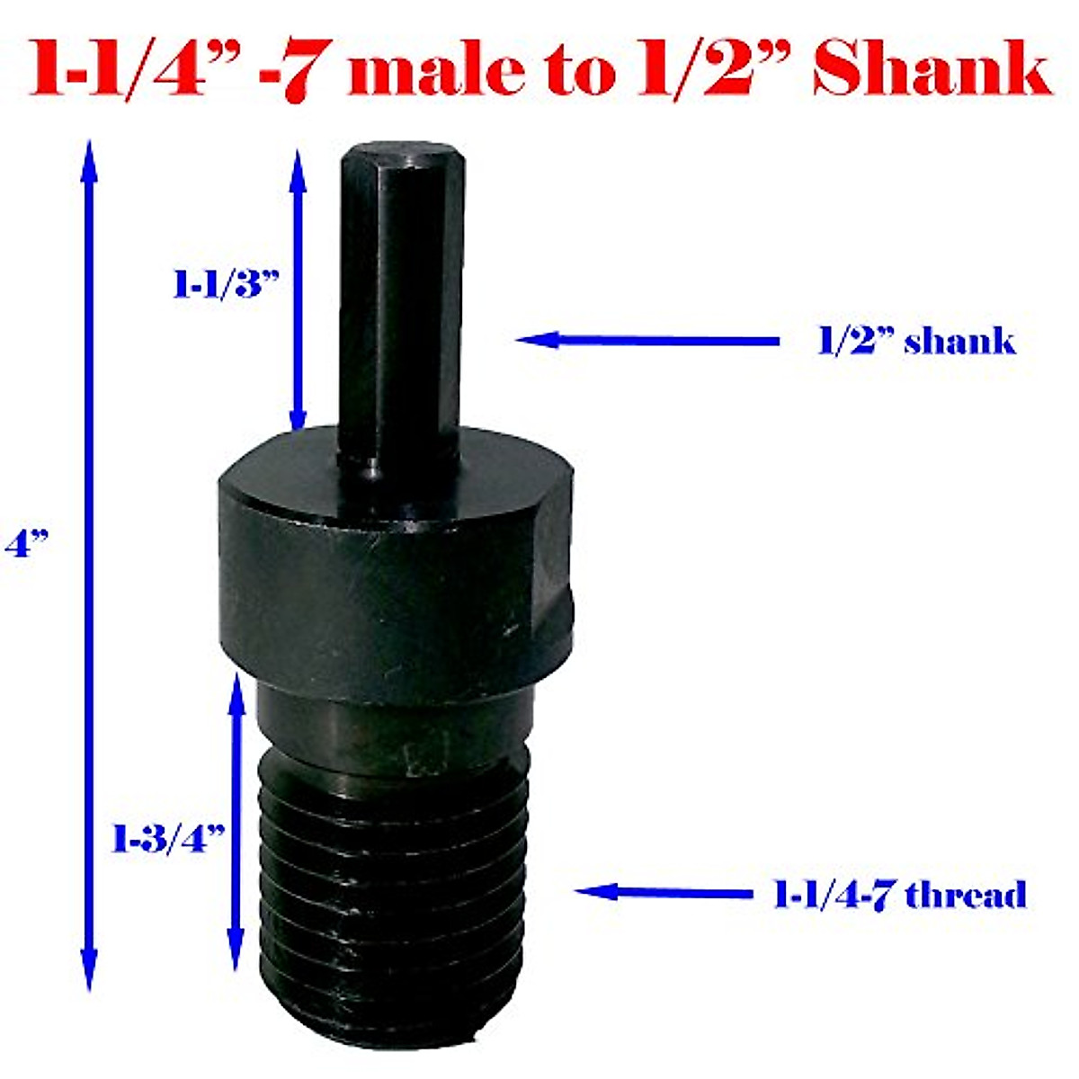 MTP Core Drill Bit Adapter 1-1/4” - 7 Thread Male to 1/2” Shank Diamond