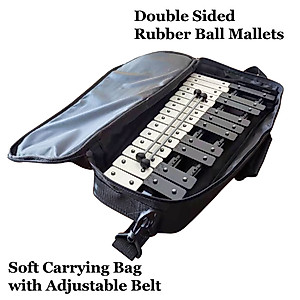 Glockenspiel 25 Note Chromatic A-A Tuned Xylophone, Black Soft Bag