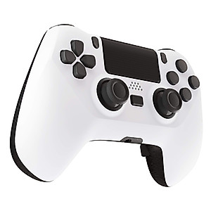 eXtremeRate White Decade Tournament Controller (DTC) Upgrade Kit for PS4 Controller JDM-040/050/055, Upgrade Board & Ergonomic Shell & Back Buttons & Trigger Stops - Controller NOT Included