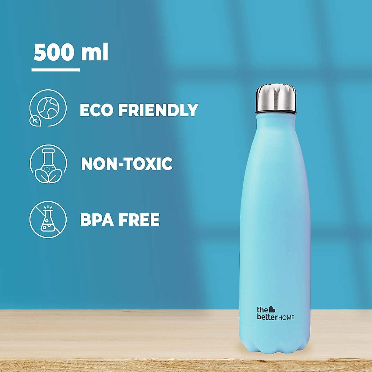 The Better Home 500 Stainless Steel Insulated Water Bottle 500ml | Thermos Flask 500ml | Hot and Cold Steel Water Bottle 500ml | Food Grade & BPA Free Insulated Water Bottles (Pack of 2)