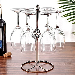 SLATIOM Cup Rack Wine Glass Rack Wine Glass with 6 Hooks Stainless Steel Hanging Standing Cup Rack (Color : E, Size : 1 pcs)