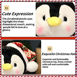 Cute Plush Penguin Stuffed Animal with Hat and Scarf, Penguins Plush Toys,Christmas Penguin Plush Soft Body Pillow Plushies,Room Decor, Gift for Girls and Boy Halloween, Birthdays (Red, 9.8 in)