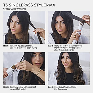 T3 SinglePass StyleMax Professional 1" Ceramic Flat Iron with Custom Heat Automation, 9 Heat Settings, Longer Ceramic Plates, For Straightening, Waving, Curling & Styling