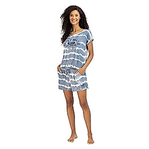 Lucky Brand Women's Pajama Set - Roll Sleeve T-Shirt and Shorts - Sleepwear for Women (S-XL), Size Small, Ocean Tie Dye