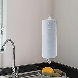 Paper Towel Holder Under Cabinet Brushed Nickel Wall Mount Paper Towel Holder Under Counter Vertical Hanging Paper Towel Rack Adhesive Or Drilling with Damping Ratcheting for Kitchen Bathroom and RV
