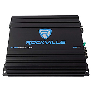 Rockville RV12.1C 600w 12" Loaded Car Subwoofer Enclosure+Mono Amplifier+Amp Kit,Black