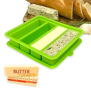 US Standard Butter Stick Size - 8 oz Silicone Butter Mold with Lid - Easy Butter Spread Holder for Homemade Butter, Herbal Butter, Candy Bars - BPA Free