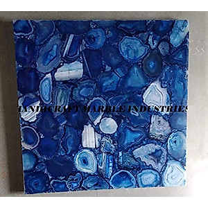 16" Inch Agate Square Table, Natural Agate Table, Square Coffee Table, Blue Agate Table, Square Agate Stone Table