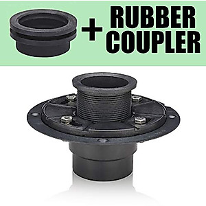 Shower Drain Base with Adjustable Ring + Rubber Coupler for Linear Shower Drain Installation