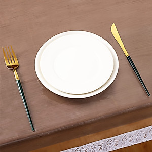 Mixweer Clear Vinyl Tablecloth Protector Plastic Table Cover Waterproof Tablecloth Dining Table Cover White Lace Tablecloth for Dining Tables Kitchen Home (60 x 84 Inch)