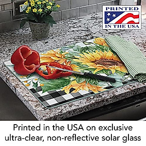 CounterArt Sunflower Fields 3mm Heat Tolerant Tempered Glass Cutting Board 15” x 12” Manufactured in the USA Dishwasher Safe