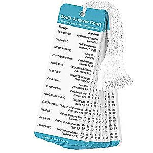 God's Answer Chart Bible Verses 2 x 6 Cardstock Tassel Bookmark, Pack of 12
