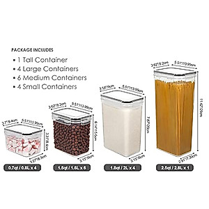 Vtopmart Airtight Food Storage Containers Set with Lids, 15pcs BPA Free Plastic Dry Food Canisters for Kitchen Pantry Organization and Storage, Dishwasher safe,Include 24 Labels, Black