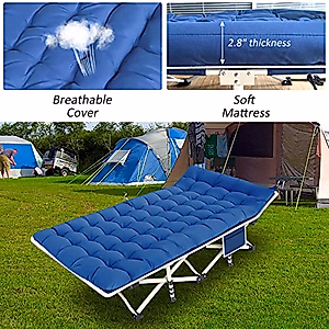 COLMERD Camping Cot with Comfortable Mattress Cots for Sleeping Heavy Duty Folding Cot Camping Bed Portable Include Carry Bag for Home Travel Adults Vacation Outdoor