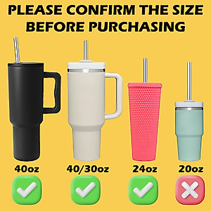 Sztumbo 6 Pack 12 Inch Reusable Metal Stainless Steel Straight Straw,with 6Silicone Tips and 2Cleaning Brush for Simple Modern 32,40oz Tumbler,40oz Stanley, 24 oz Starbucks Cup(8mm Silver)