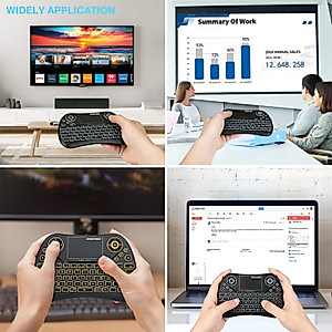 PONYBRO (Newest Version) Backlit Mini Wireless Keyboard with Touchpad Mouse Combo QWERTY Keypad,Rechargeable Handheld Keyboard Remote for Smart TV,Android TV Box,Xbox,Raspberry Pi,PC