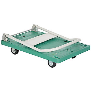 Vestil FPT-2133 Plastic Platform Truck with Fold Down Handle, 500 lbs Capacity, 33" Length x 21" Width x 6-1/2" Height Deck