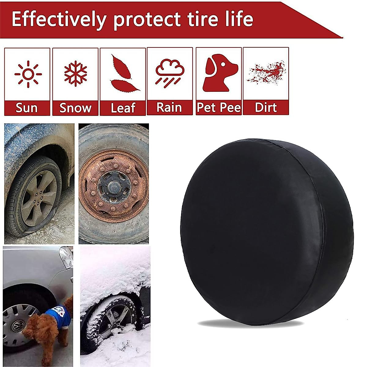 BESULEN Tire Covers 4 Pack, Oxford Wheel Covers for RV Truck SUV Trailer Camper, Waterproof Anti-UV Sun Tire Protectors, Universal Fit 21-23 Inch Tire Diameter, Travel Spare Wheel Covers