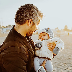 JJ Cole Graphite Gray Winter Baby Hat, Mittens, Booties Set - Infant to 6 Months, Sherpa Lined, Adjustable - Unisex Babies Essentials