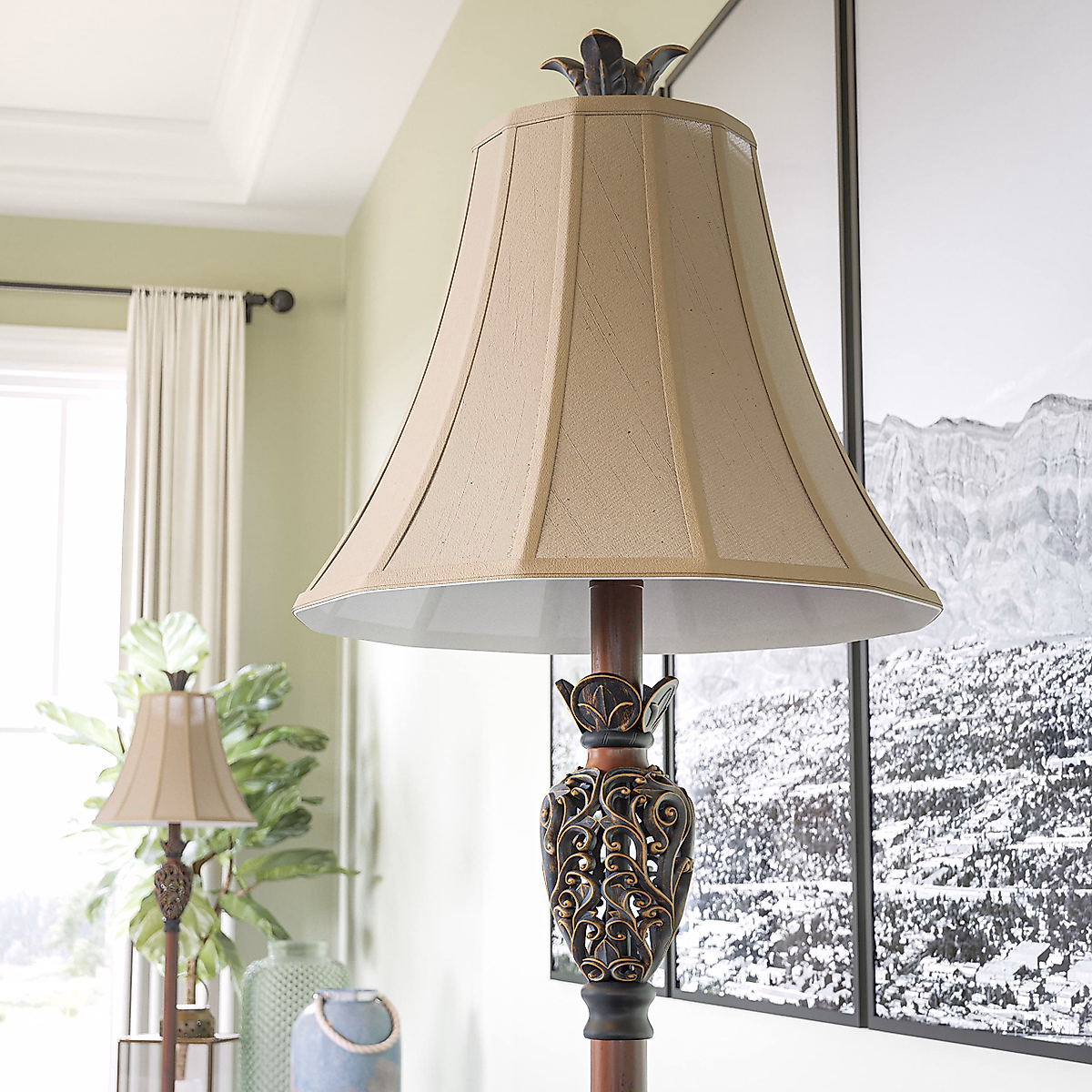 Kenroy Home 20181GR Iron Lace Floor Lamp with Golden Ruby Finish, Classic Style, 62.75" Height, 18" Width, 18" Depth