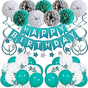 Birthday Decorations Women Teal Birthday Balloons for Girls Boys Men Happy Birthday Party Decor suit for 1th 10th 13th 16th 18th 20th 21st 25th 30th 35th 40th 50th 60th