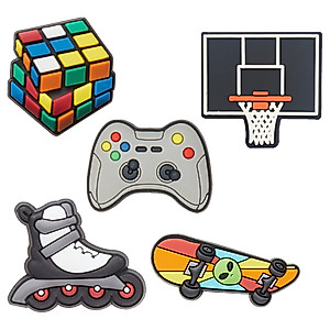 JunxinGYL 25Pcs Shoe Charms for Boys Shoe Decorations Football Basketball Baseball with Buttons for Clog Sandals Birthday Party Gift