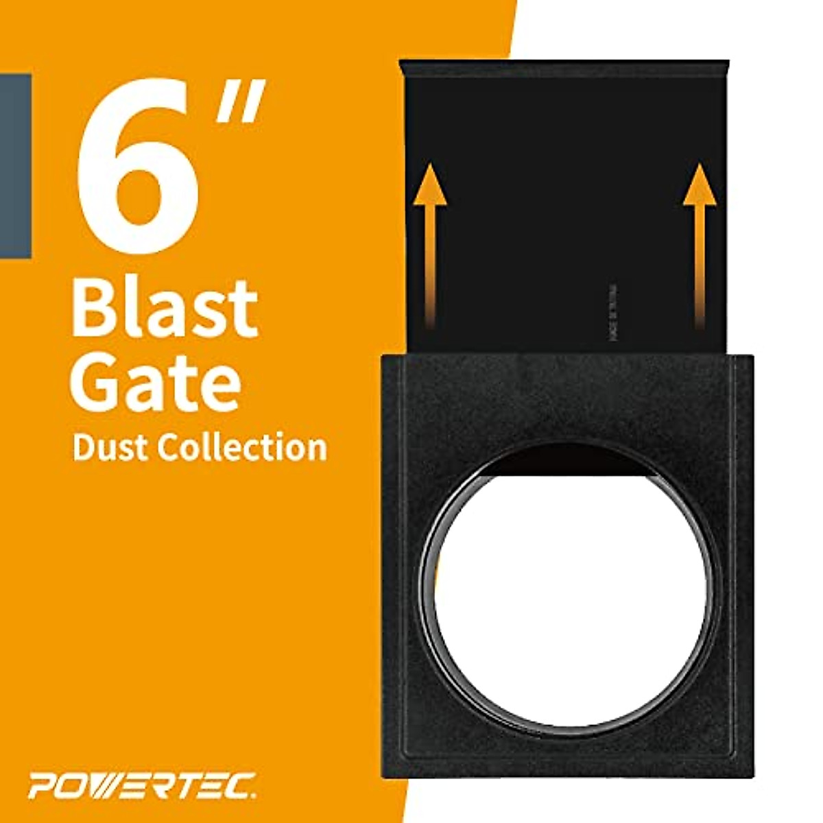 POWERTEC 70279 Dust Collection Blast Gate, 6 Inches ABS Plastic - 1 Pack