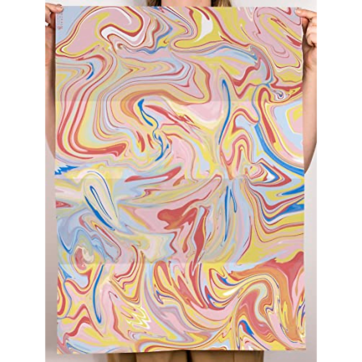 CENTRAL 23 Marble Wrapping Paper For Women Men - 6 Thick Gift Wrap Sheet - Pastel Colors - Wrapping Paper For Birthday Bridal Shower Anniversary - Comes With Fun Stickers