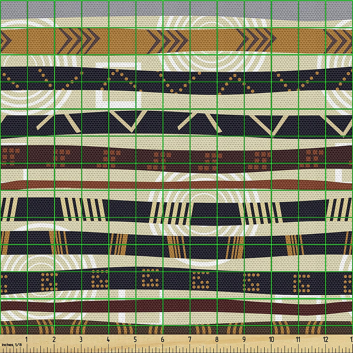 Ambesonne Abstract Fabric by The Yard Ethnic Style Geometric Forms Striped Pattern on Bold Earth Tones Decorative Material for Modern Farmhouse Decor Upholstery and Home Accents 1 Yard Orange Cream