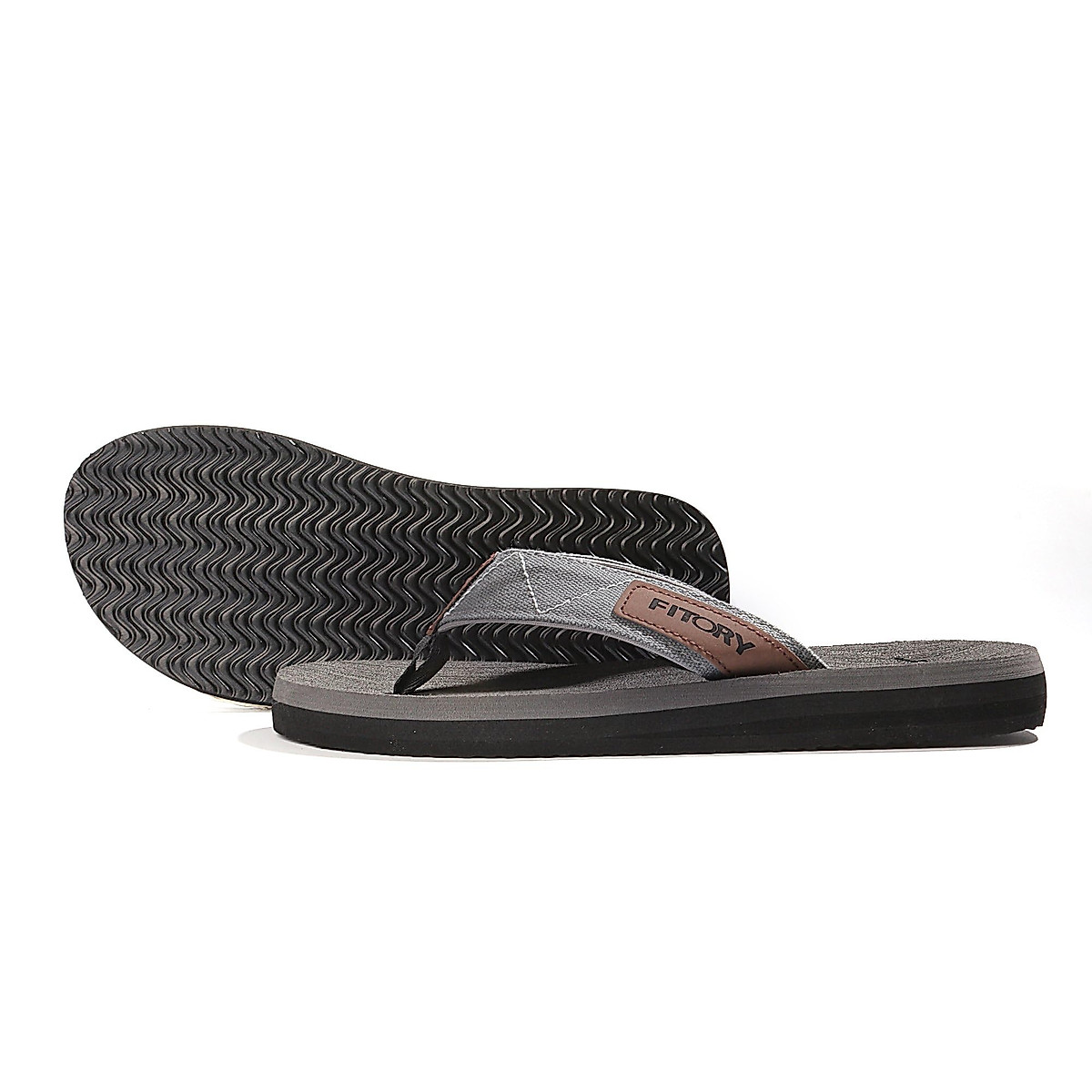 FITORY Men's Flip-Flops, Thongs Sandals Comfort Slippers for Beach Grey Size 11