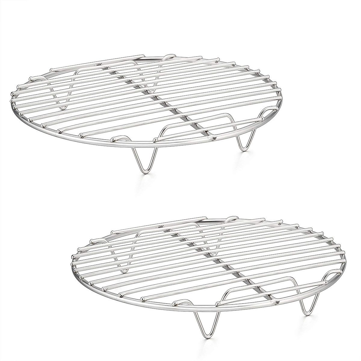 P&P CHEF Cooking Rack Round, Stainless Steel Round Rack for Cooking Cooling Steaming Baking, Fit Air Fryer Pot Pressure Cooker, 2 Pack -Oven & Dishwasher Safe, 7½ Inch
